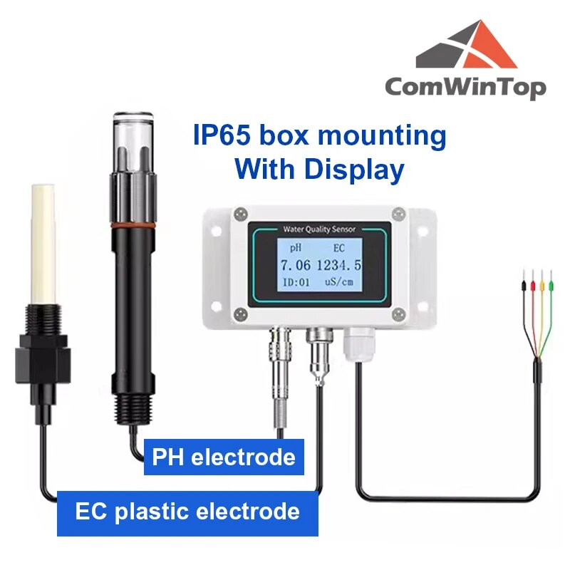 Электродный зонд PH EC для воды 2-в-1, датчик RS485, детектор, промышленный монитор сточных вод для сельскохозяйственной аквакультуры