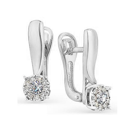Серьги, белое золото, 585 проба, бриллиант