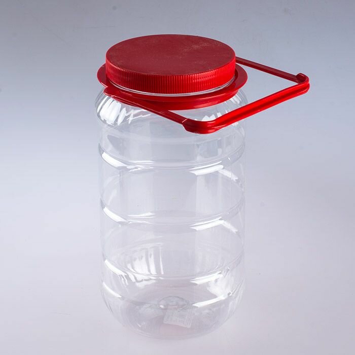 Банка Comfort Factor С ручкой, завинчивающаяся крышка, ПЭТ, 3 л (М493)