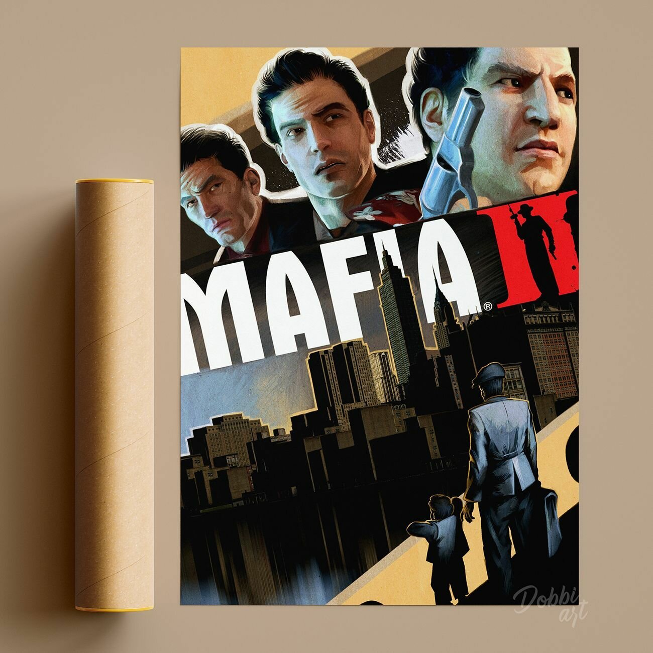 Постер Мафия 2 40х50 см без рамы/ Видео игра, Мафия/ Плакат для интерьера, в подарок