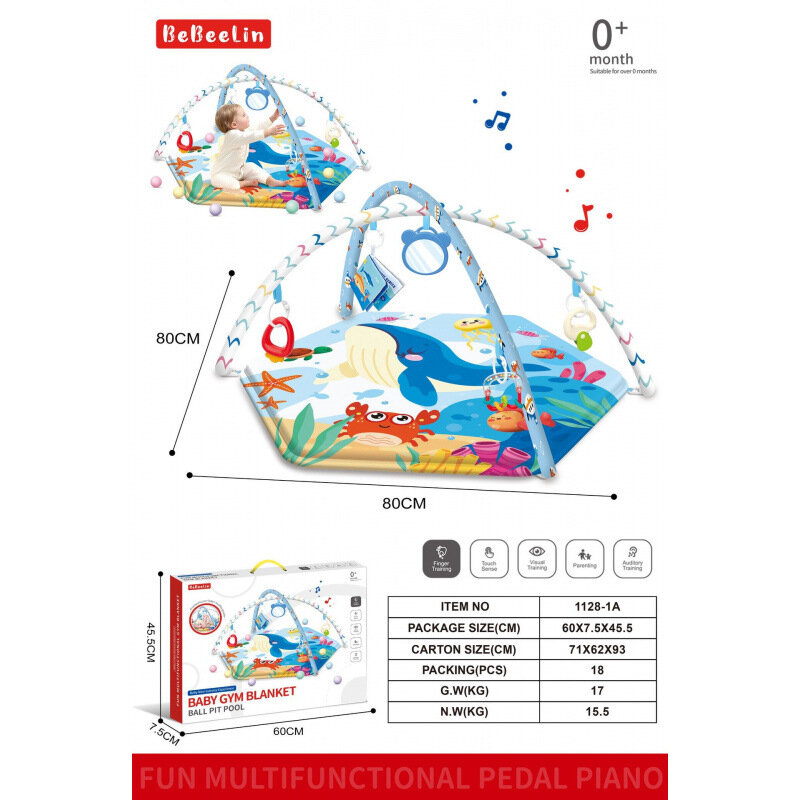 Игровой коврик, для новорожденных, тактильные погремушки, съёмные игрушки