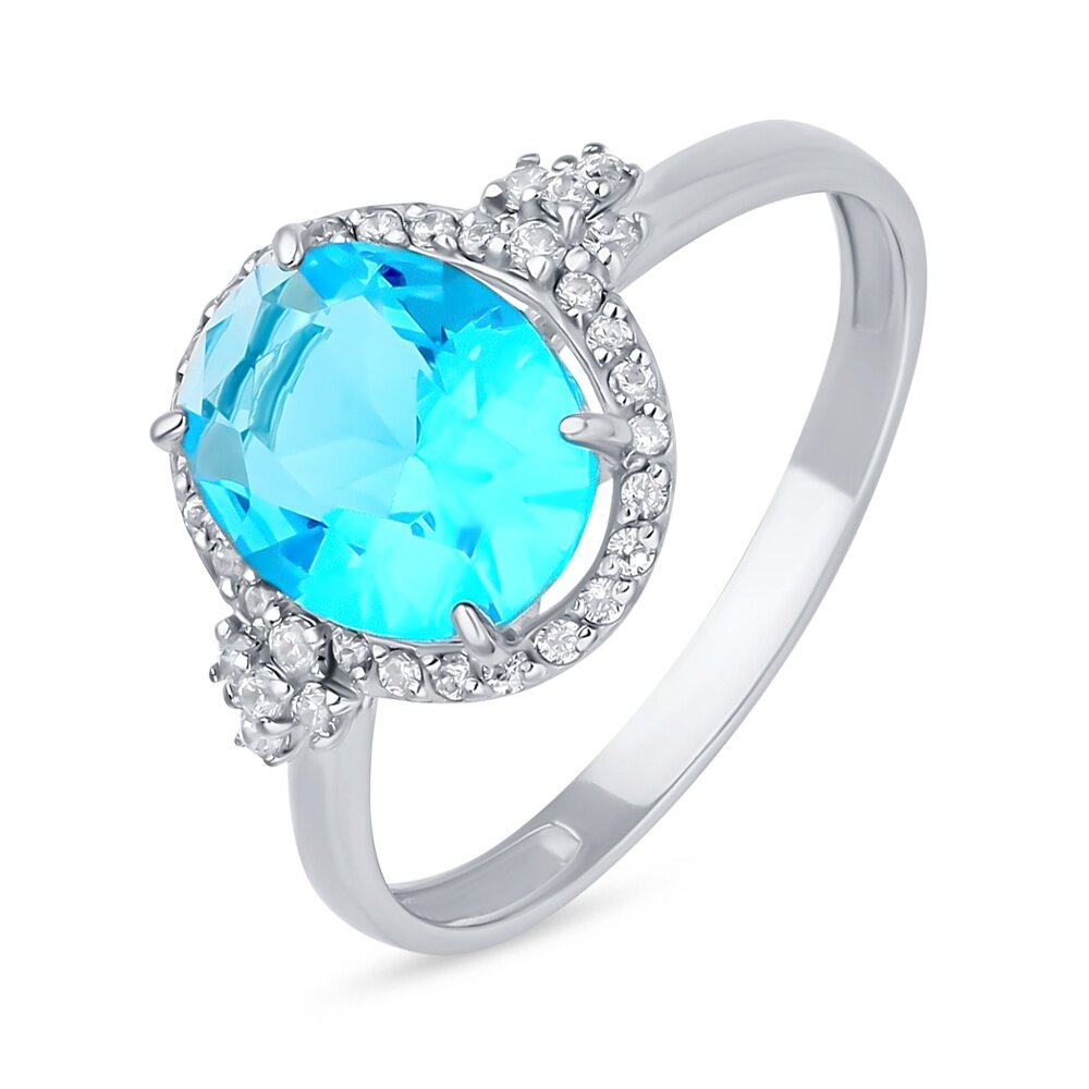 Кольцо, серебро, 925 проба, родирование, кристалл, фианит