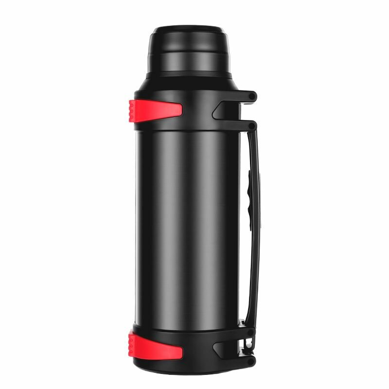 Термос объемом 2 л; портативная бутылка для воды; черный; металлический материал