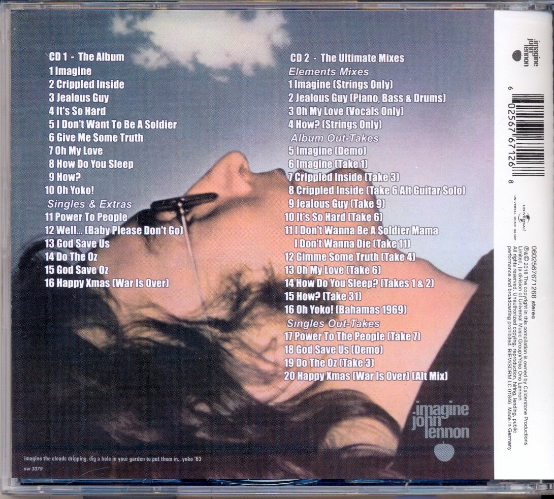 JOHN LENNON - IMAGINE 1971 г. 2 CD Компакт диск — фото 1