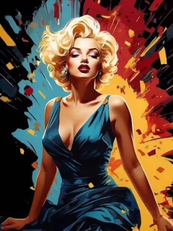 Алмазная мозаика на подрамнике "Мэрилин Монро" круглые бриллианты 40х50см