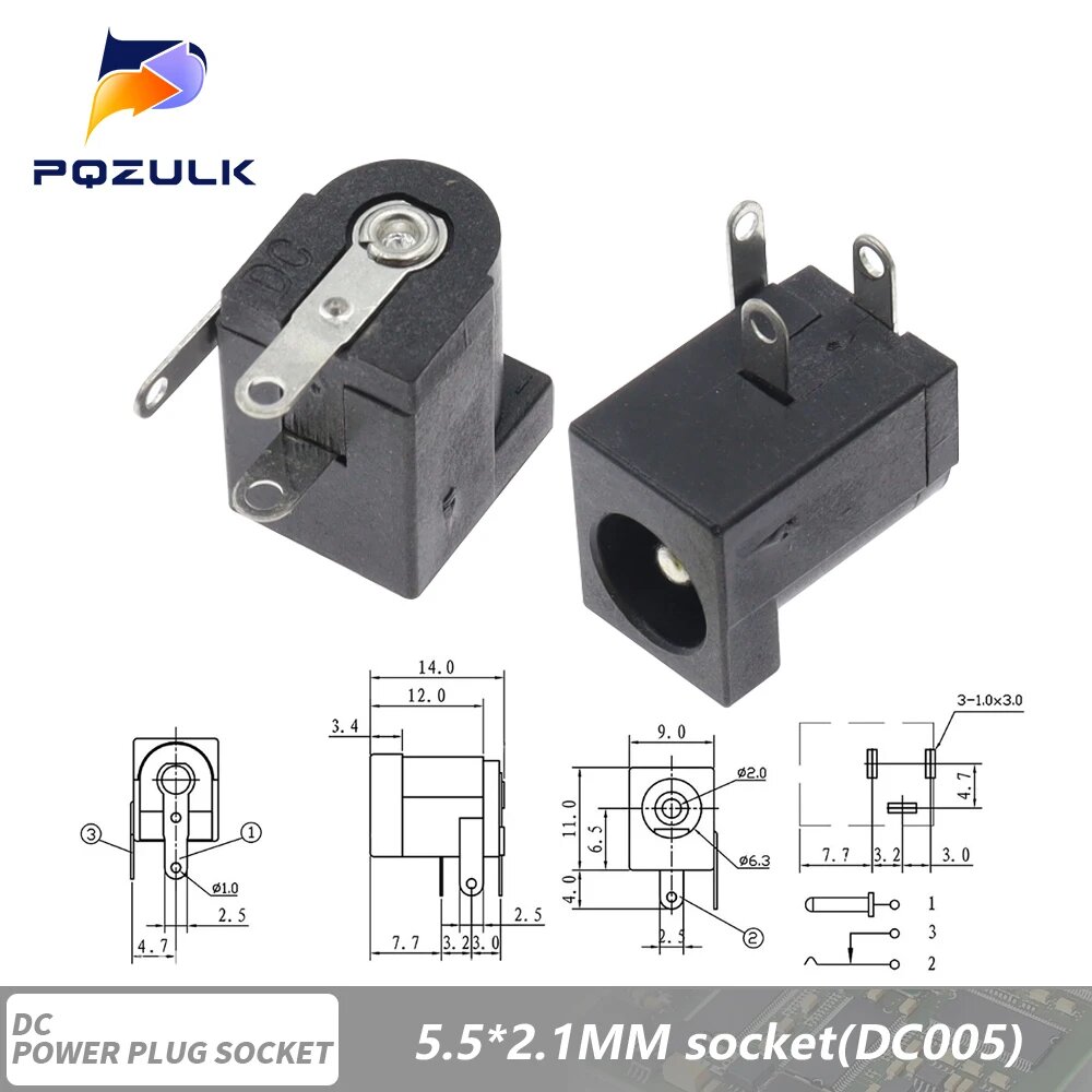 Разъем питания DC 5.5x2.1mm PQZULK Type G 5шт