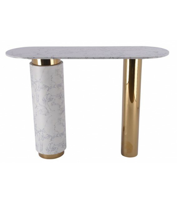 Стол-консоль Прима MC3043-120WH,120х40х85 см, белый мрамор/золото