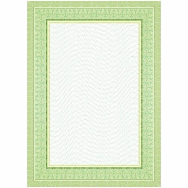 Сертификат-бумага Учитель-Канц "Зеленая волна", с рамкой, А4, 140 г/м2, 20 шт