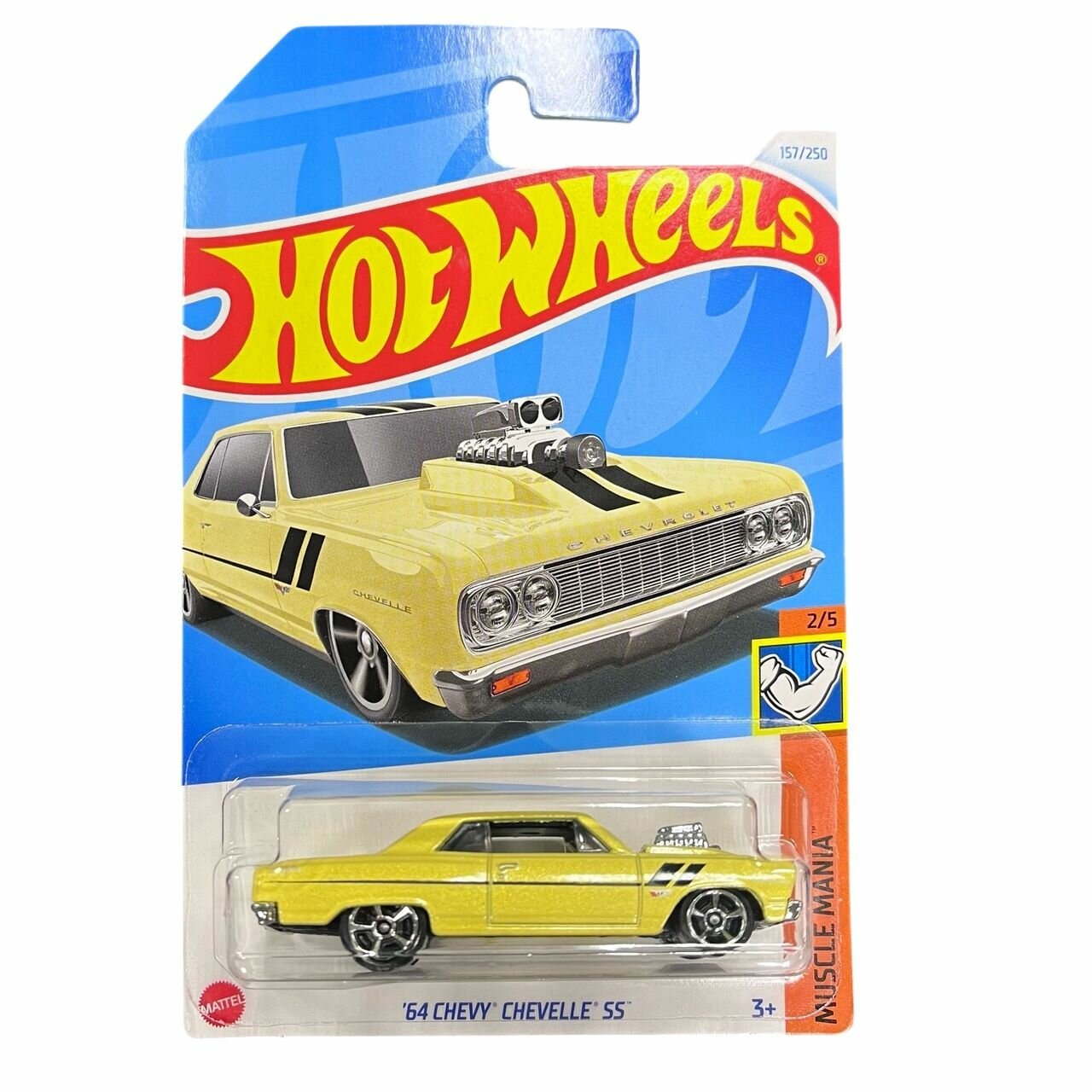 Hot Wheels Машинка металлическая масштаб 1:64 '64 CHEVY CHEVELLE SS (Светло-желтый)