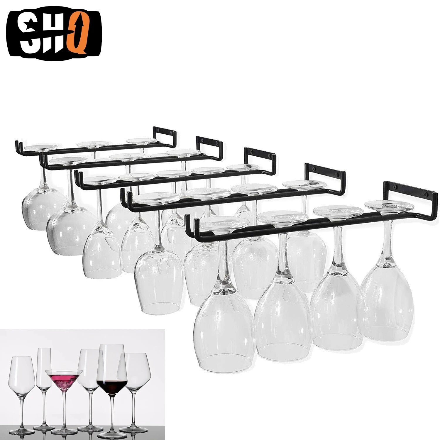 Подвесной держатель для бокалов PDQ черный