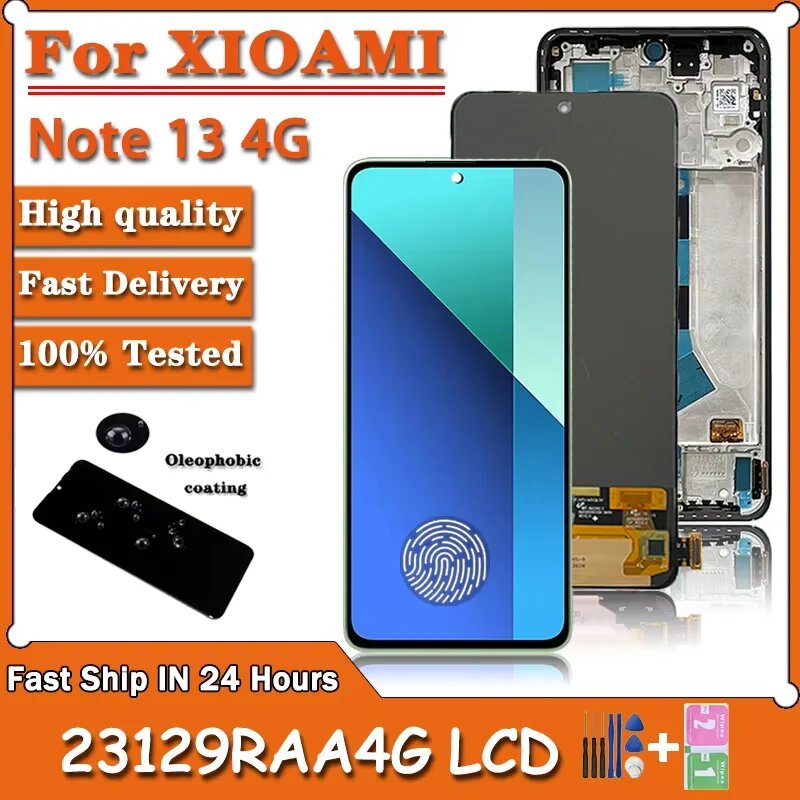 ЖК-дисплей Super AMOLED для Xiaomi Redmi Note 13 4G 23129RAA4G 23124RA7EO, цифровой сенсорный экран для Redmi Note13, 4G, экран AMOLED Black Frame