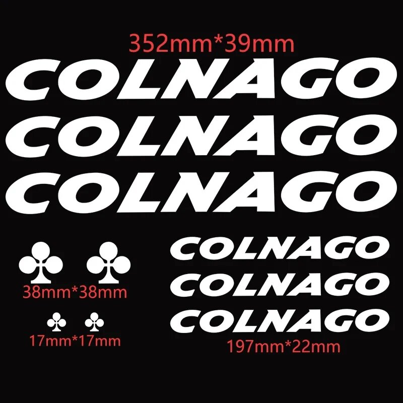 Наклейки Colnago на раму велосипеда, Черный, WHITE, 352mm*39mm