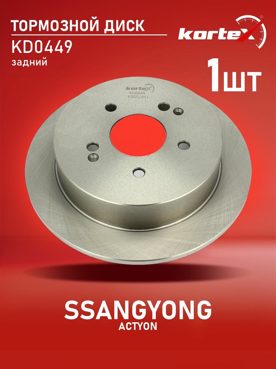 Тормозной диск Kortex для KG Mobility Korando, Tivoli, Torres / SsangYong Actyon, XLV, задний