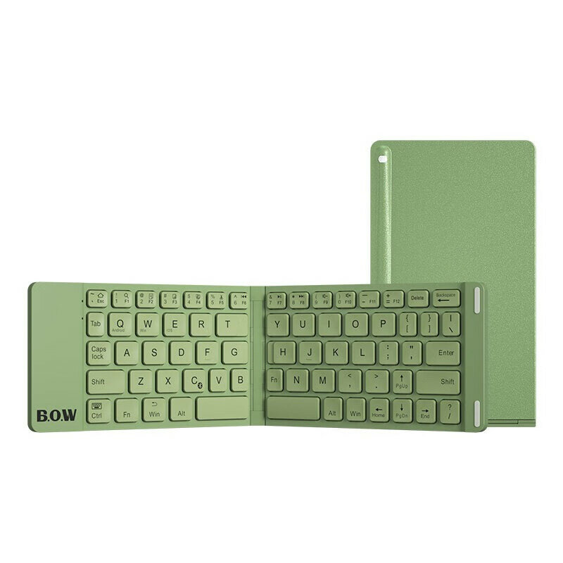 Hangshi (BOW) HB022A Foldable Wireless Bluetooth Keyboard, Compatible with IPad, Tablets, Smartphones, And Computers, Compact Office Keyboard, Retro Green