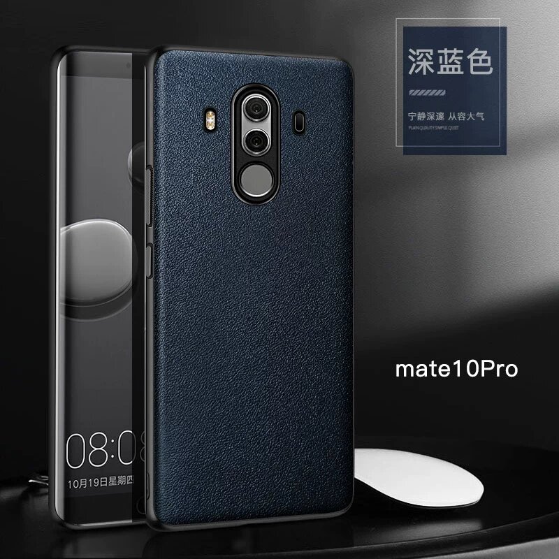 Porsche Design Mate 10 Pro Blue Top Grain Nappa Leather Phone Case for Huawei Smartphones