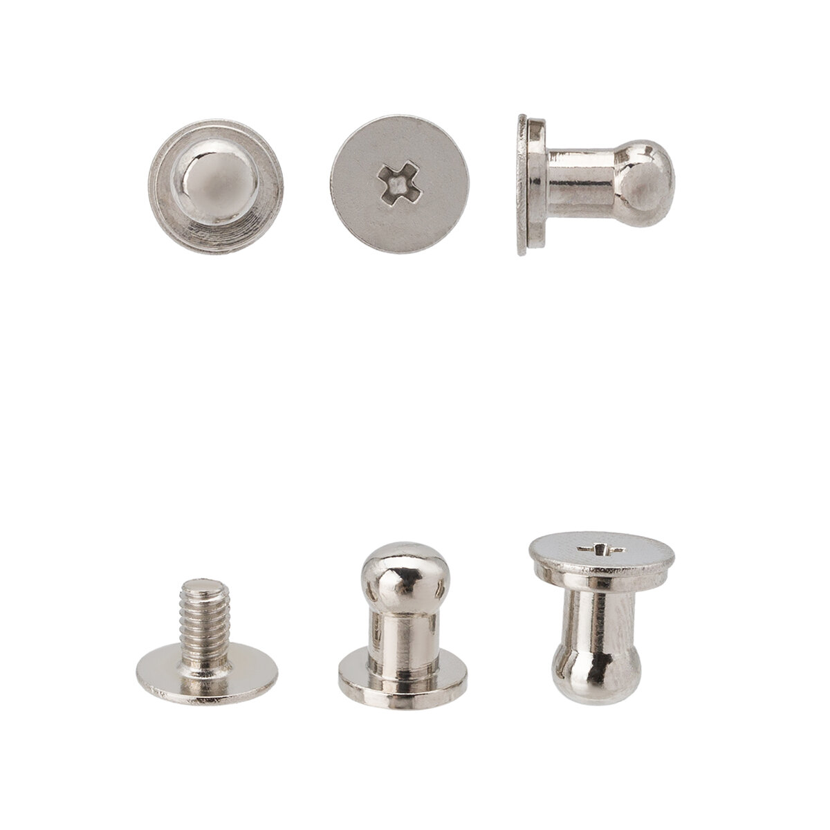 Кобурный винт для ремней и сумок, 5 мм, цвет никель, 10 штук