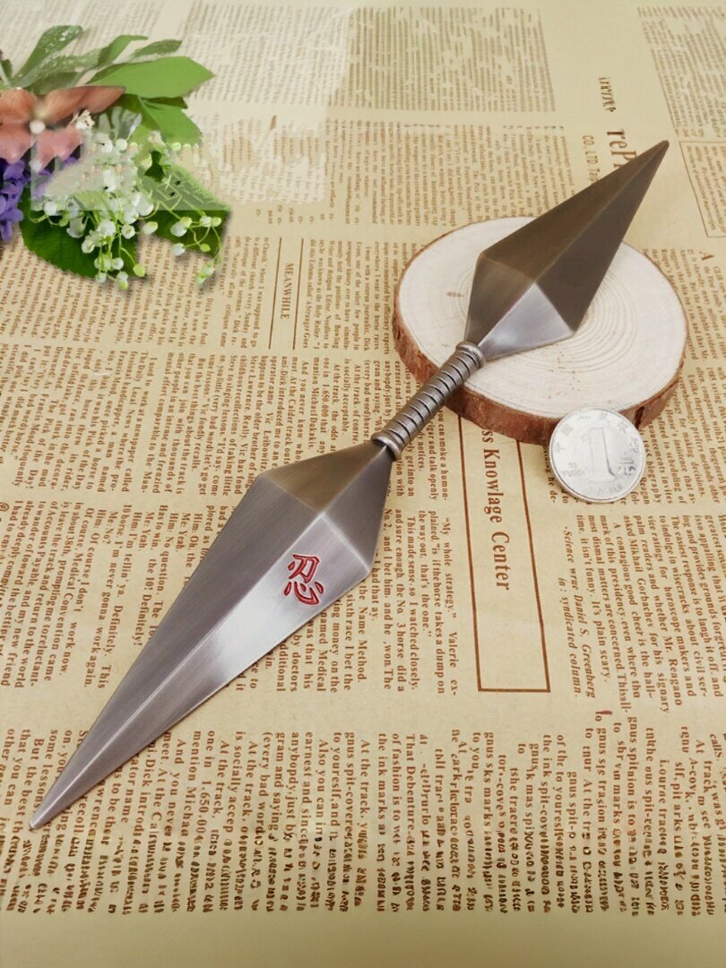 Нож кунай, двойной, спаренный, фиксированный, нержавеющая сталь, серебристый, 270мм