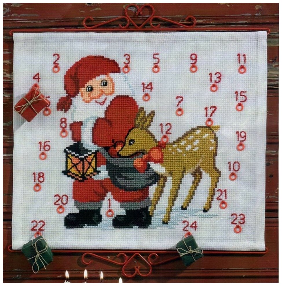 Набор для вышивания Permin #34-3268 Рождественский календарь, Счетный крест, 55 x 46 см