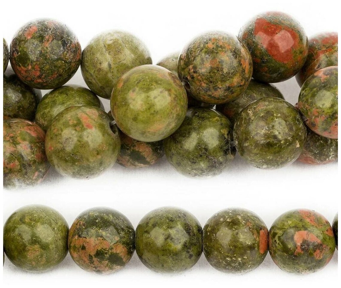 Бусины из натурального камня - Унакит 12 мм