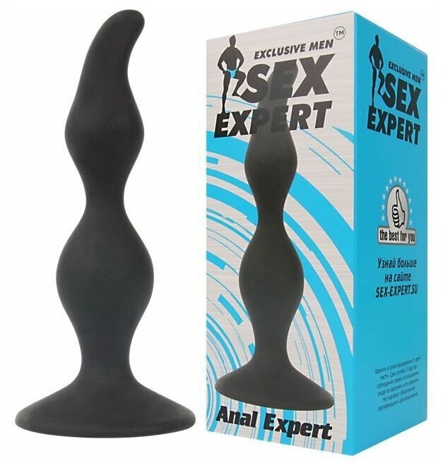 Чёрная анальная втулка со скошенным кончиком - 11 см, черный