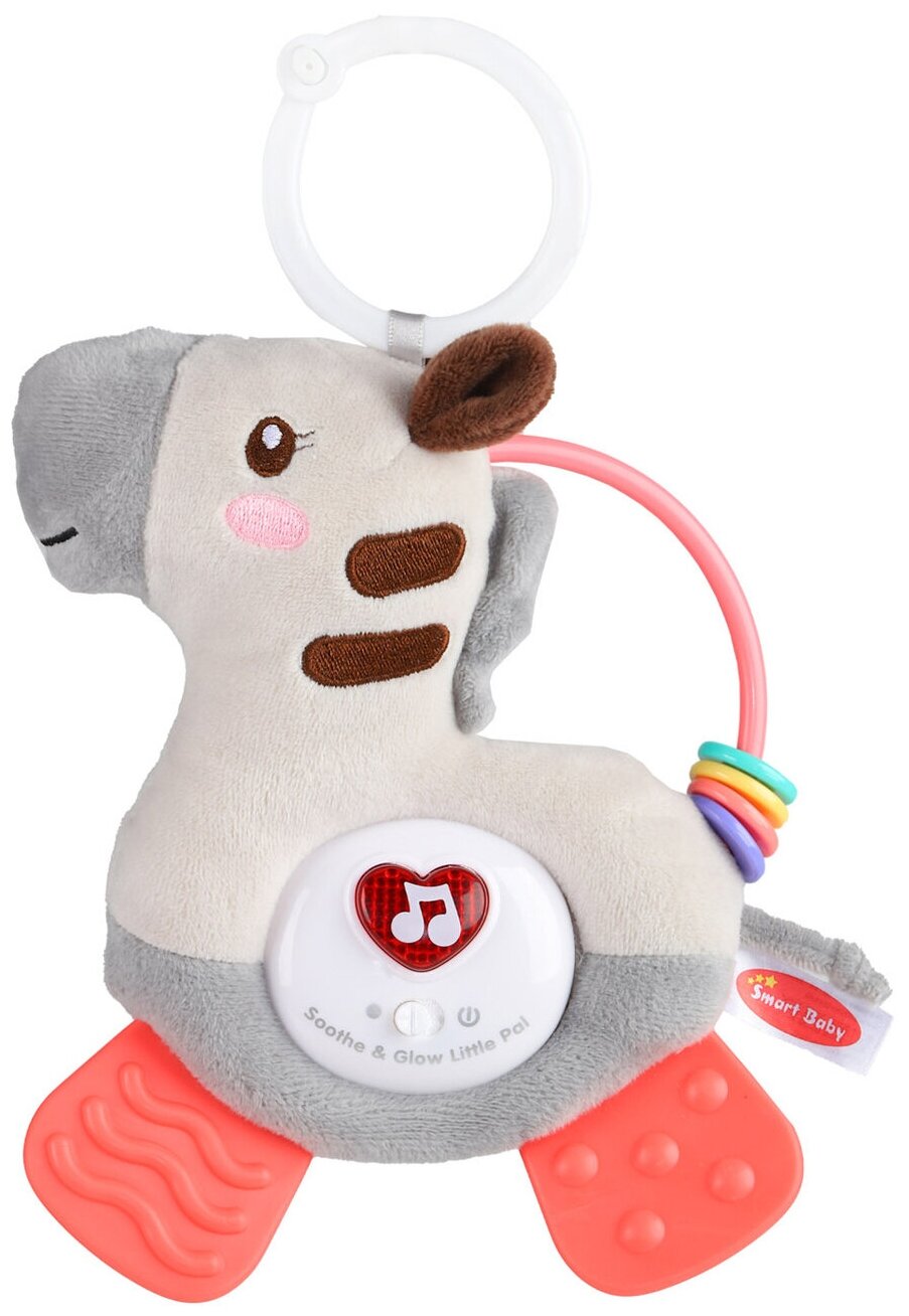 Мягкая игрушка Smart Baby "Бегемотик" для малышей, бегемот, музыкальная подвеска с прорезывателем для зубов на коляску, кроватку, 11 звуков, сказок, мелодий, потешек