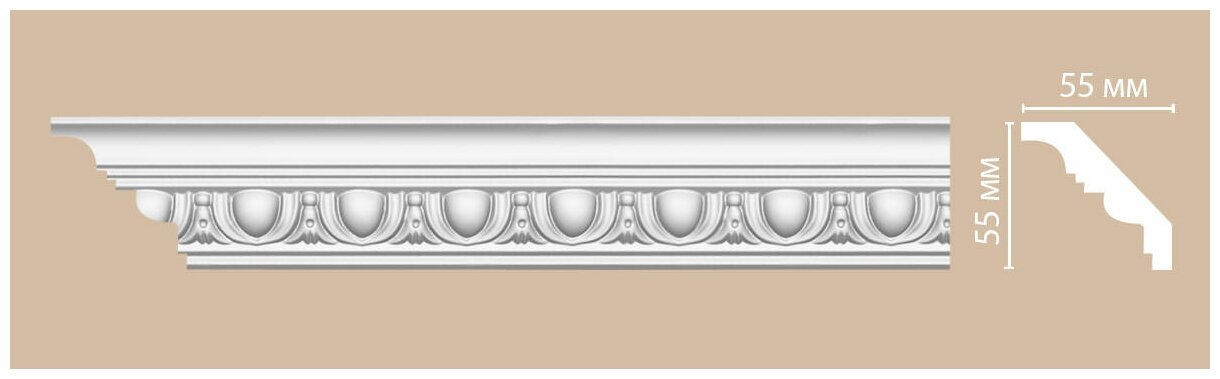 Плинтус Потолочный с Рисунком Decomaster 95613F В55хШ55хД2400 / Декомастер.