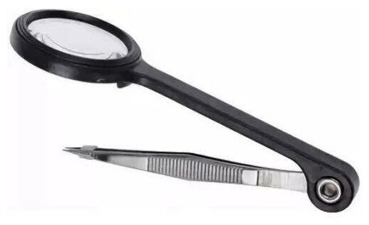 Пинцет с лупой Rexant 12-0411 увеличение 8-х диаметр 50мм
