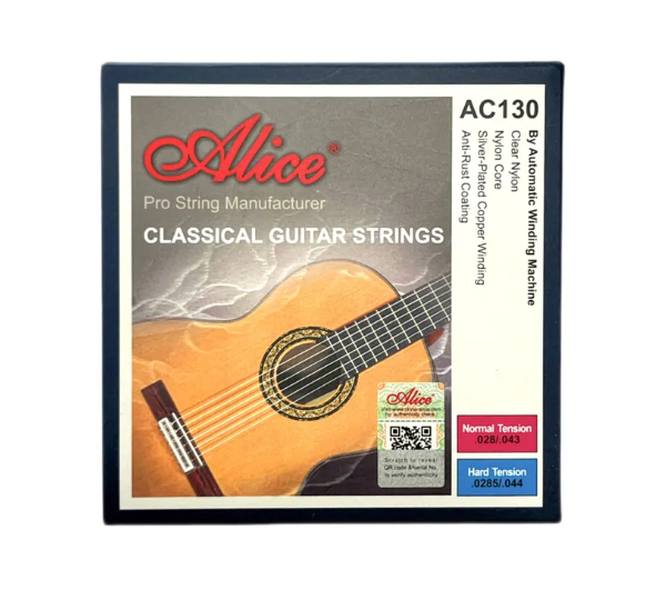 Комплект струн для классической гитары, нейлон, посеребренная медь, Alice AC130-N