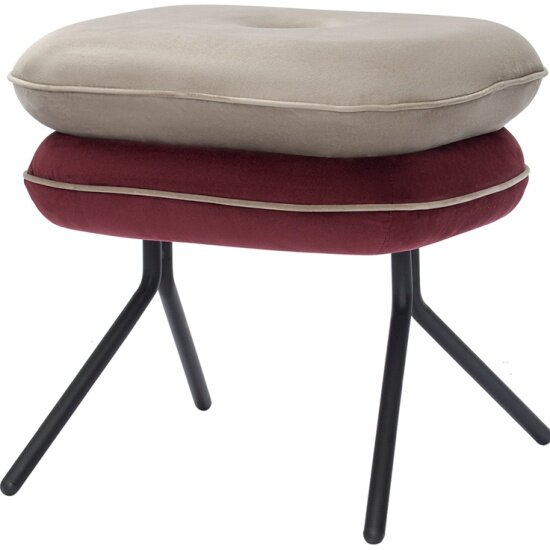 Пуф Bergenson Bjorn Pea, велюр, бежевый/бордовый