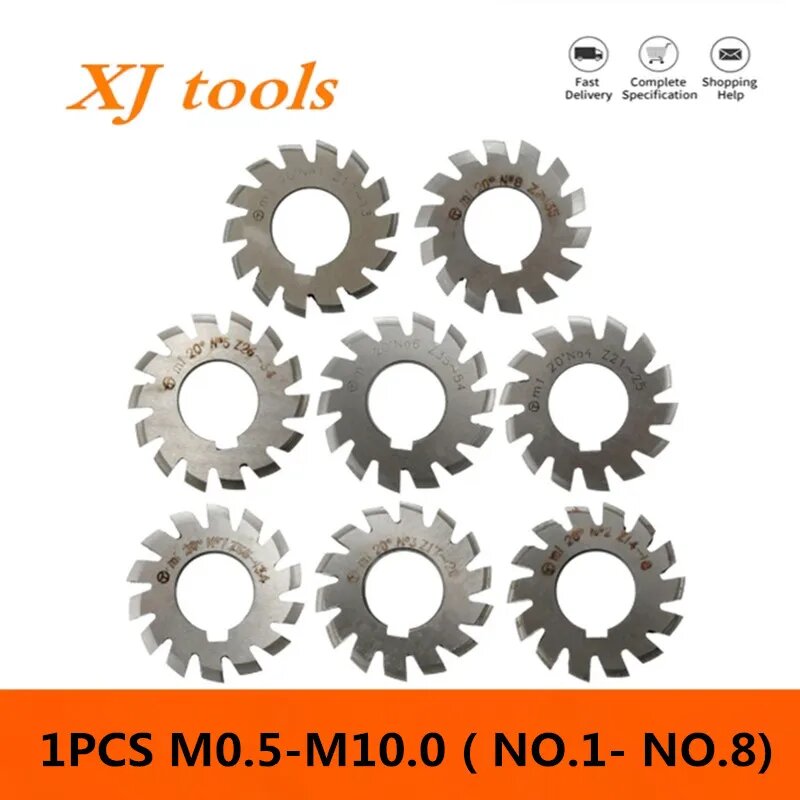 Новый 1 шт. M0.5 M0.75 M1 M1.25 M1.5 M2 M2.5 M3 M4 M5-M10 Модуль PA20 градусов NO.1-NO.8 HSS Режущие инструменты для шестерен M1, NO.6