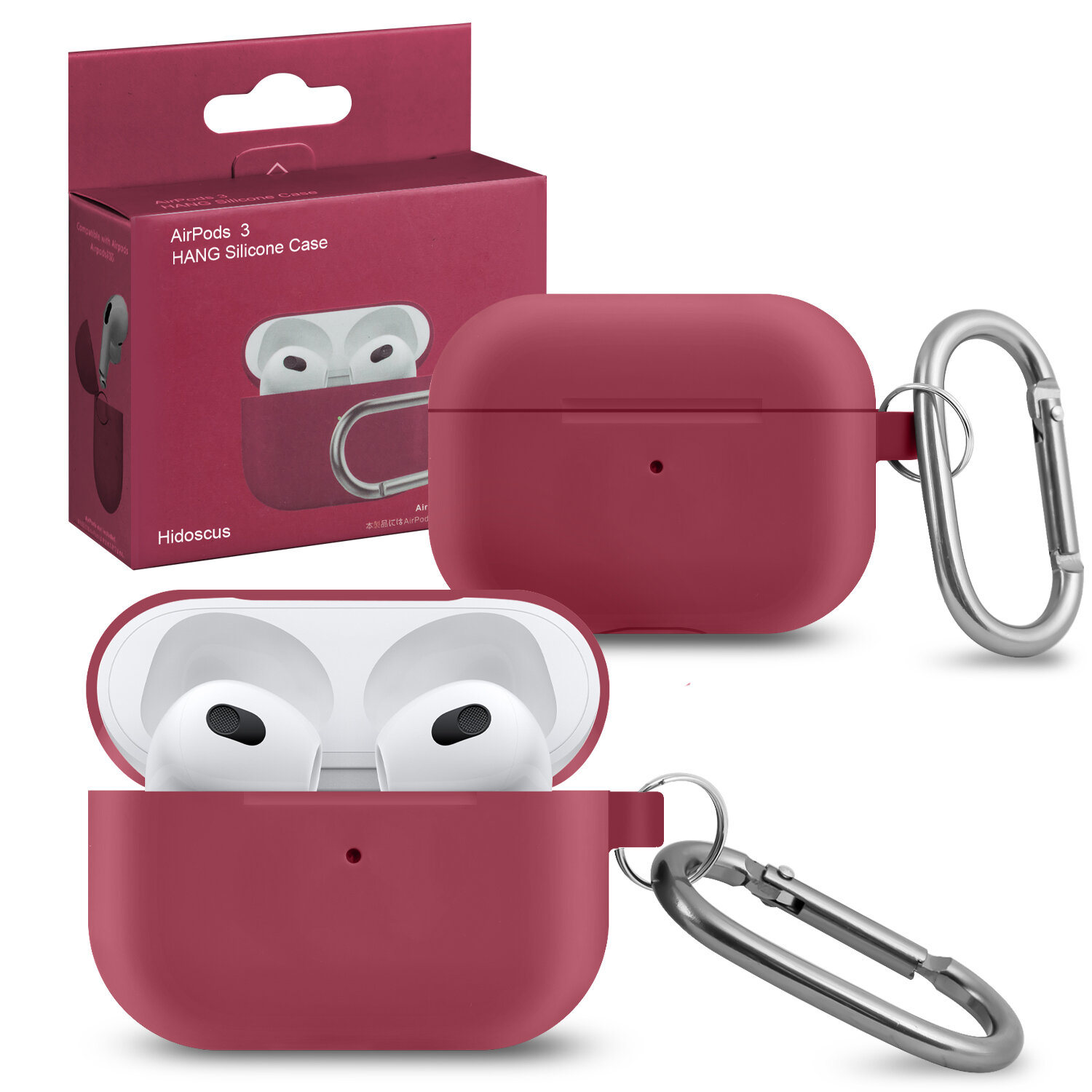 Чехол для наушников Apple AirPods 3 Hang Silicon Case с карабином hibiscus