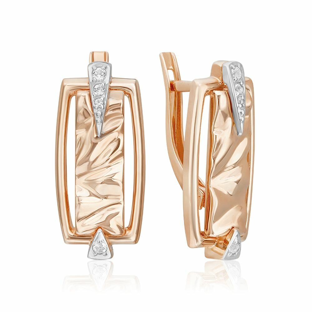 Серьги, комбинированное золото, 585 проба, родирование, топаз