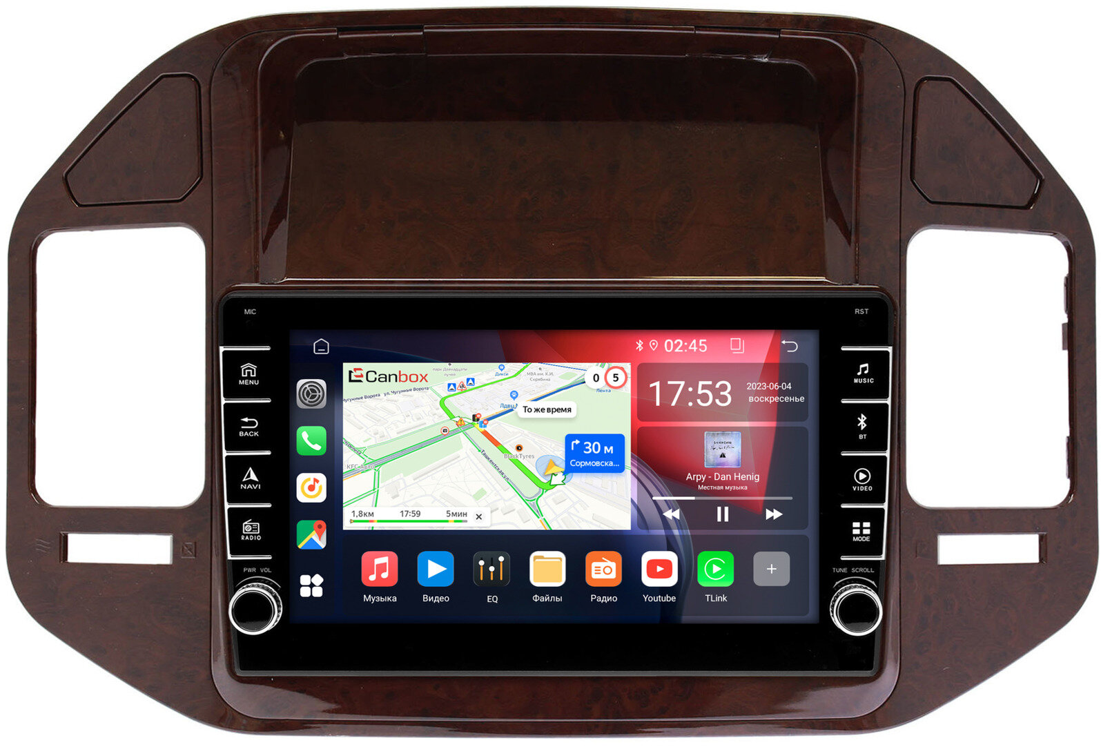 Штатная магнитола Canbox BGT9-9387 Mitsubishi Pajero 3, Montero 3 1999-2006 (дерево) Android 10.1 (IPS, DSP, CarPlay)