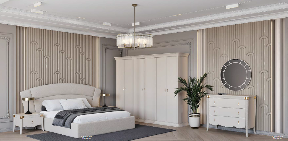 Набор мебели "Мишель" - кровать, шкаф, комод и зеркало для спальни