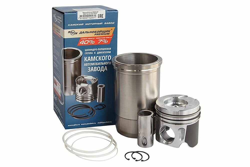 Гильза с поршнем КАМАЗ Евро-1,2 с пальцем и кольцами "Дальнобойщик" (10 группа)