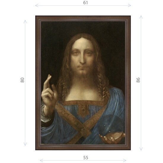 Картина Декор Депо Леонардо да Винчи Спаситель мира Матовая бумага в раме без стекла 86х61 см