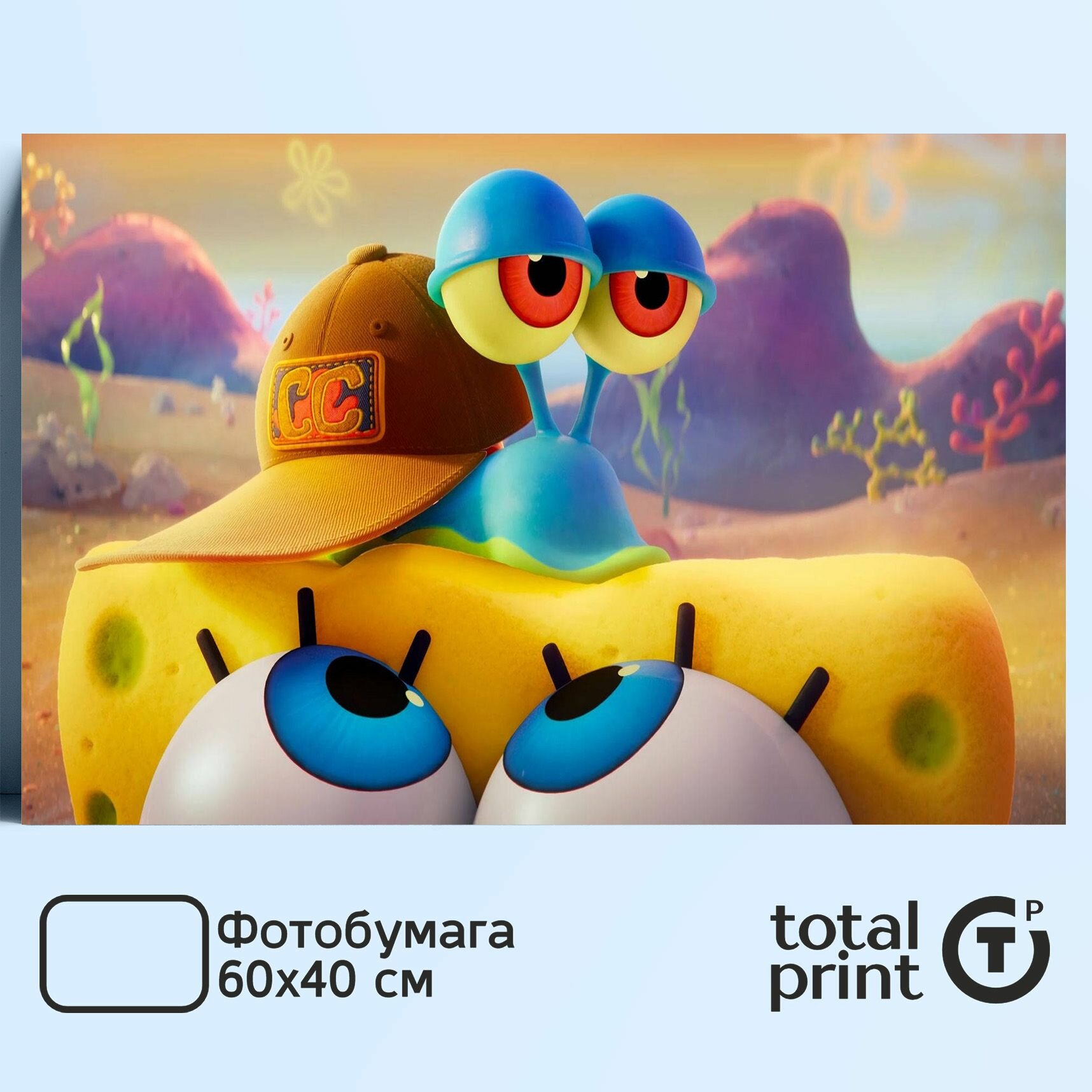 TotalPrint Постер для интерьера, 60х40см, Губка Боб