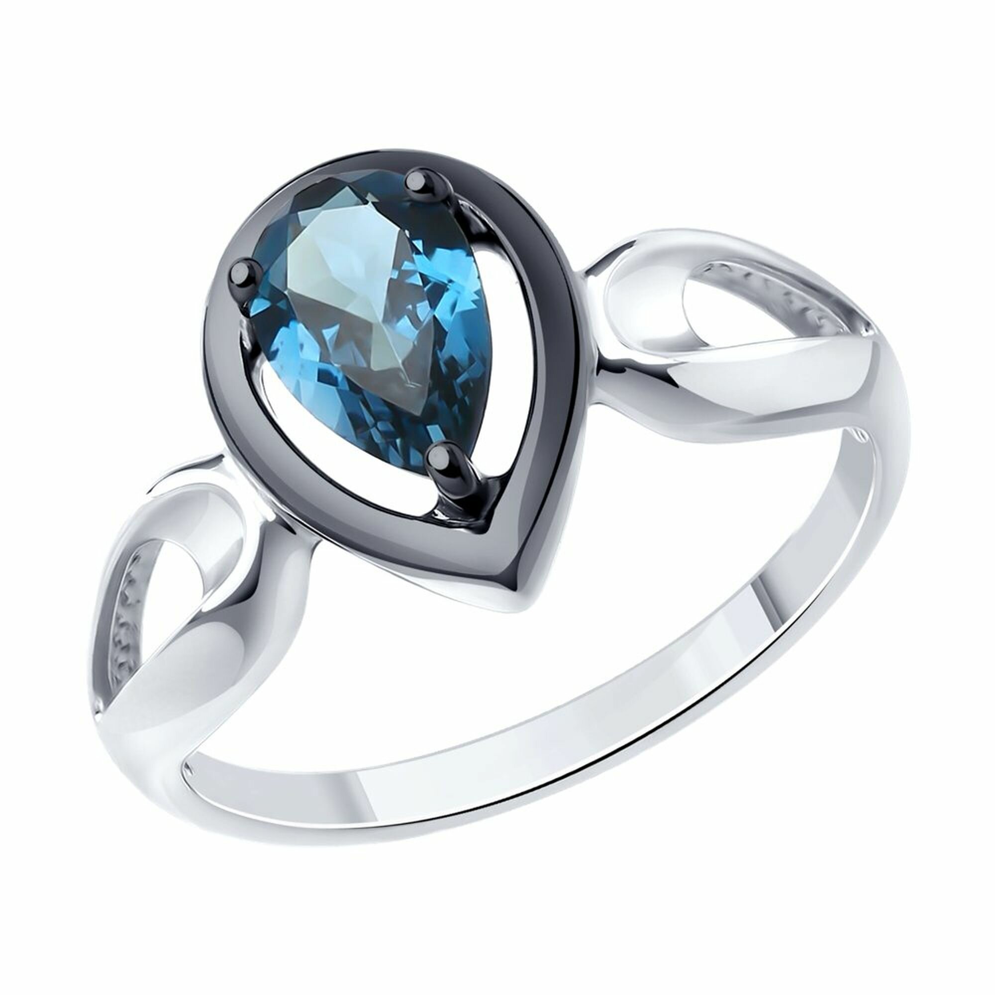 Кольцо, серебро, 925 проба, родирование, Лондон топаз