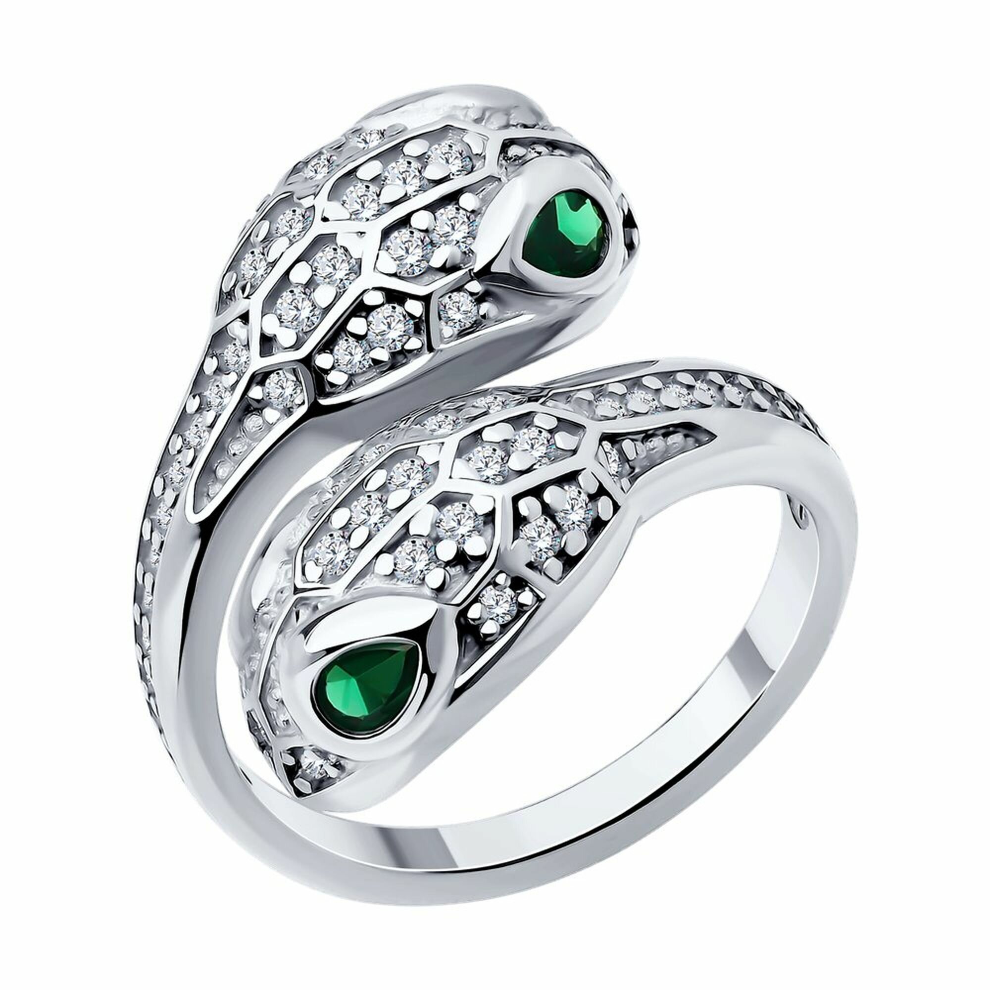 Кольцо, серебро, 925 проба, родирование, фианит