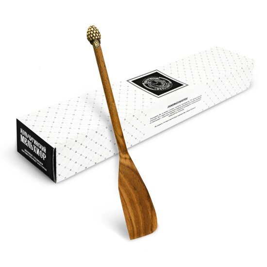 Лопатка Кольчугинский Мельхиор 'Малина' деревянная с латунной накладкой узкая (КМ468ЛП06)