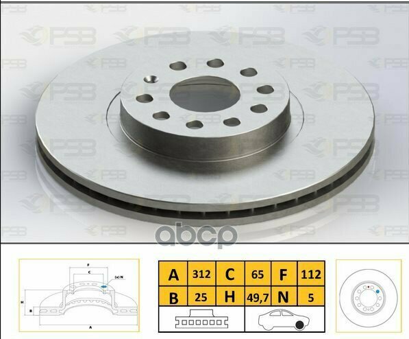 Диск Тормозной Перед Audi A3 04-, Q3 11-18, Skoda Octavia 06-, Superb 08-, Kodiaq 16-, Volkswagen Golf 06-, Tiguan 07-, Caddy.
