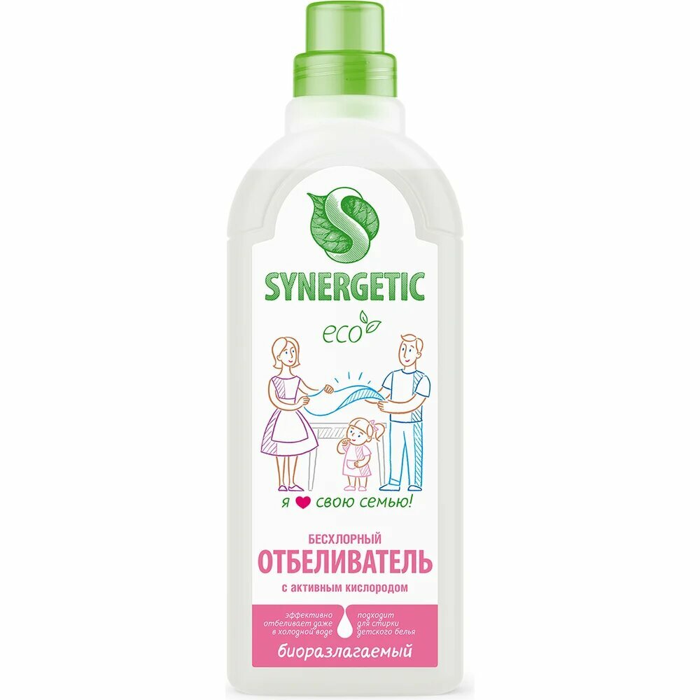 Кислородный отбеливатель для белья SYNERGETIC флакон-дозатор, 1 л 4613720439096 111100