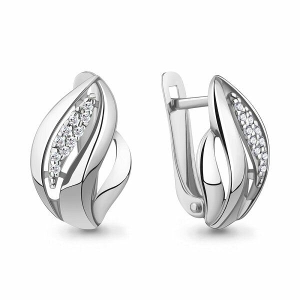 Серьги, серебро, 925 проба, родирование, фианит