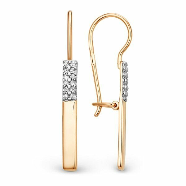 Серьги, красное золото, 585 проба, фианит