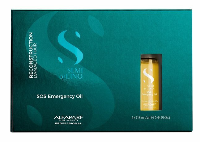 Alfaparf Milano Semi Di Lino Reconstruction SOS Emergency Oil, Восстанавливающее смываемое масло для поврежденных волос в ампулах, 78мл
