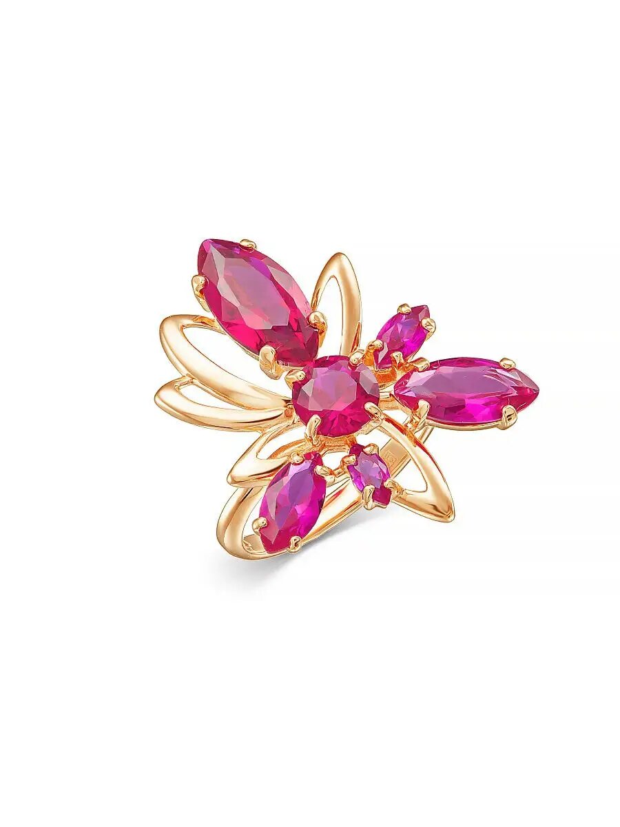 Перстень RaZZhiVin, красное золото, 585 проба, рубин, рубин синтетический