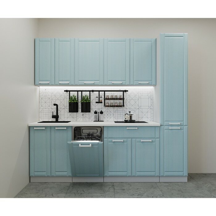 Кухонный гарнитур прямой «Прованс 16», с столешницей, 2250 мм, цвет роял вуд голубой