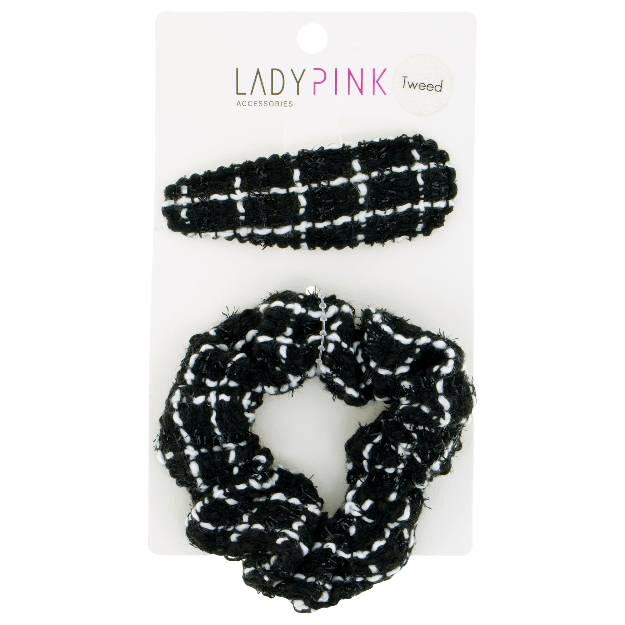 Аксессуары для волос LADY PINK TWEED (резинка и заколка для волос)