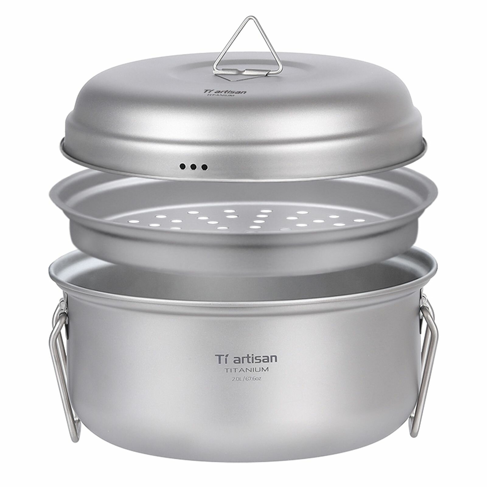 Титановая кастрюля для пароварки с крышкой, Top Sport, , набор для варки супа на открытом воздухе, Techshow