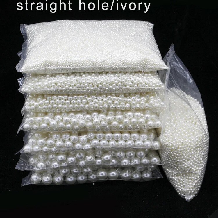 QiARSOYOO акриловые бусины, имитация жемчуга, 3-20 мм 3-20mm mix size50g, pearl white 2holes